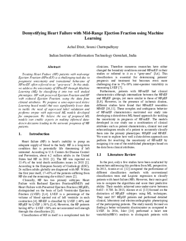(PDF) Demystifying Heart Failure with Mid-Range Ejection Fraction Using Machine Learning