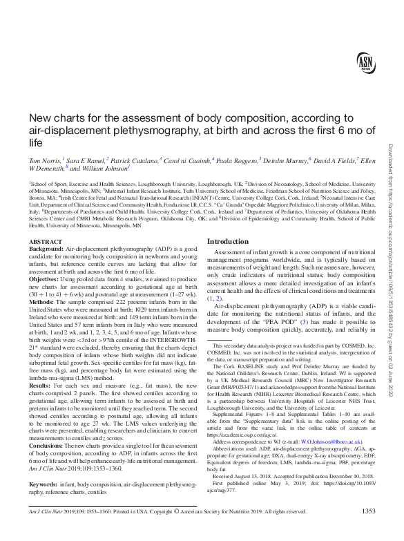 (PDF) New charts for the assessment of body composition, according to ...