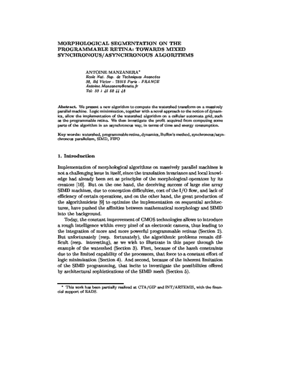 (PDF) Morphological segmentation on the programmable retina: towards ...