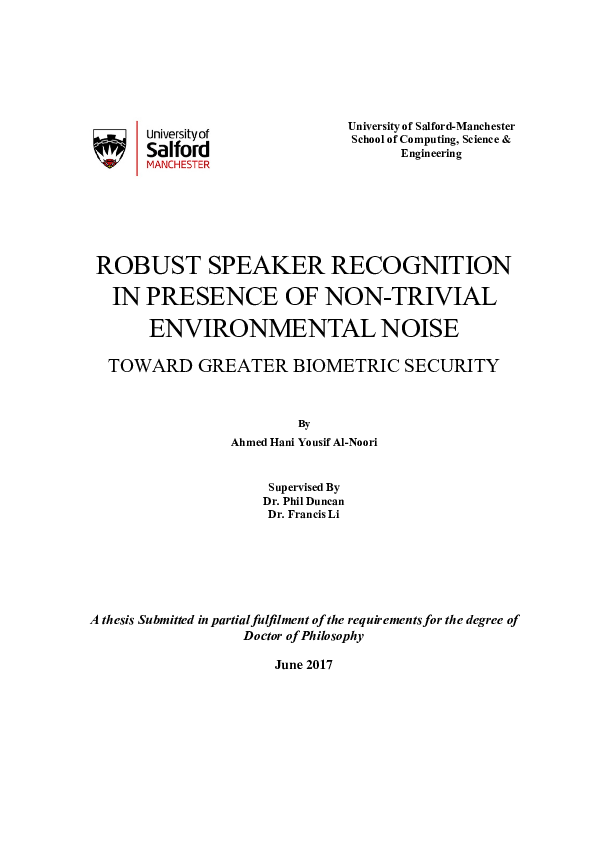 (PDF) Robust speaker recognition in presence of non-trivial environmental noise (toward greater ...