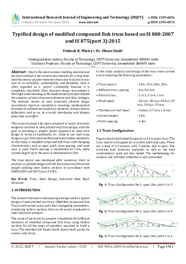 (PDF) Typified design of modified compound fink truss based on IS 800: ...