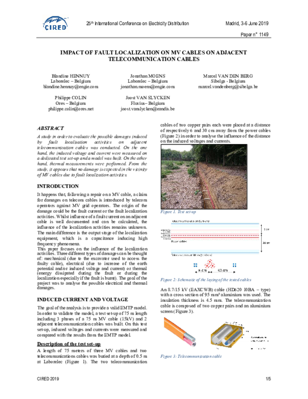 Pdf Impact Of Fault Localization On Mv Cables On Adjacent