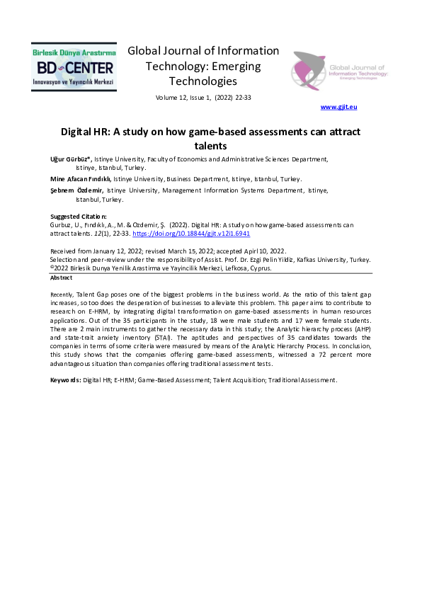 (PDF) Digital HR: A study on how game-based assessments can attract talents