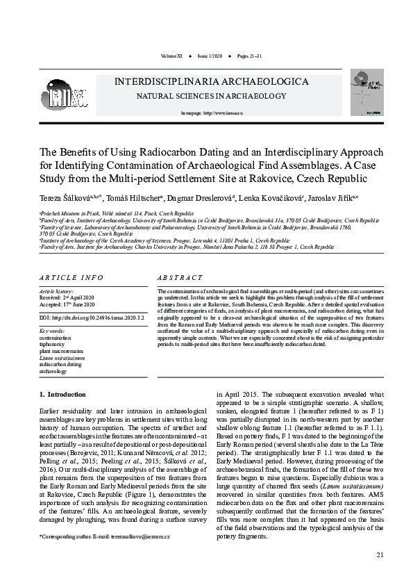(PDF) The Benefits of Using Radiocarbon Dating and an Interdisciplinary Approach for Identifying ...