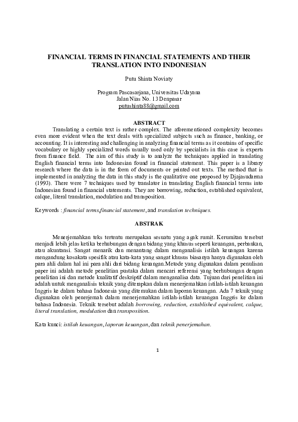 (PDF) Financial Terms in Financial Statements and Their Translation ...