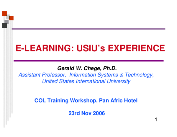 (PDF) E-Learning: USIU’s Experience