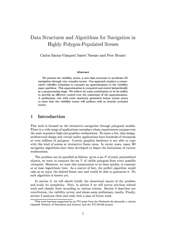 (PDF) Data structures and algorithms for navigation in highly polygon-populated scenes