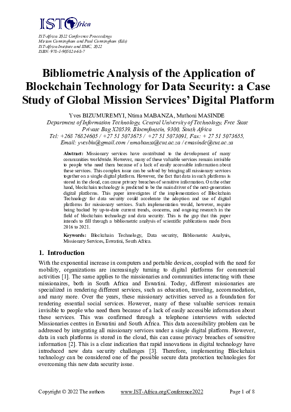 Pdf Bibliometric Analysis Of The Application Of Blockchain Technology For Data Security A