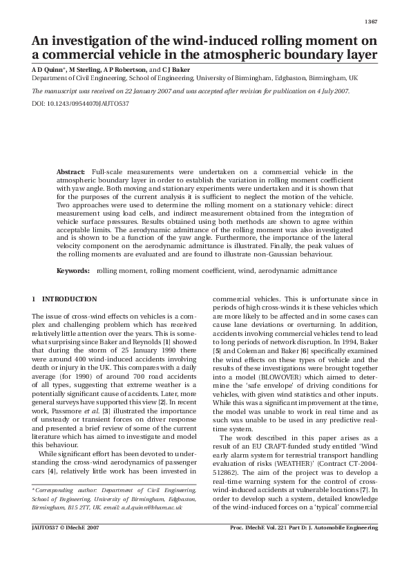 (PDF) An investigation of the wind-induced rolling moment on a ...