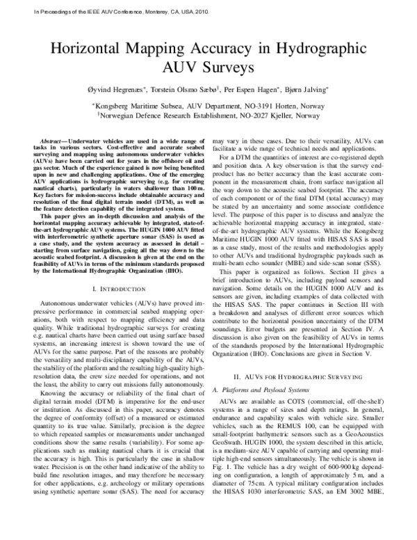 (PDF) Horizontal mapping accuracy in hydrographic AUV surveys