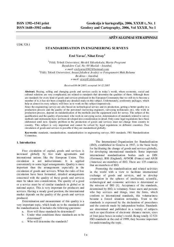 (PDF) Standardisation in Engineering Surveys
