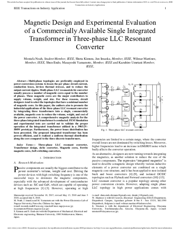 (PDF) Magnetic Design and Experimental Evaluation of a Commercially Available Single Integrated ...