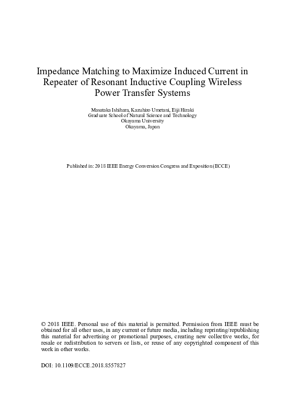 (PDF) Impedance Matching to Maximize Induced Current in Repeater of ...