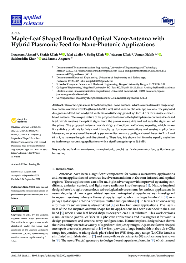 (PDF) Maple-Leaf Shaped Broadband Optical Nano-Antenna with Hybrid Plasmonic Feed for Nano ...