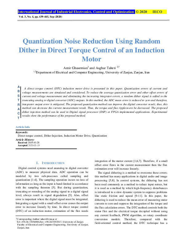 (PDF) Quantization Noise Reduction Using Random Dither in Direct Torque Control of an Induction ...