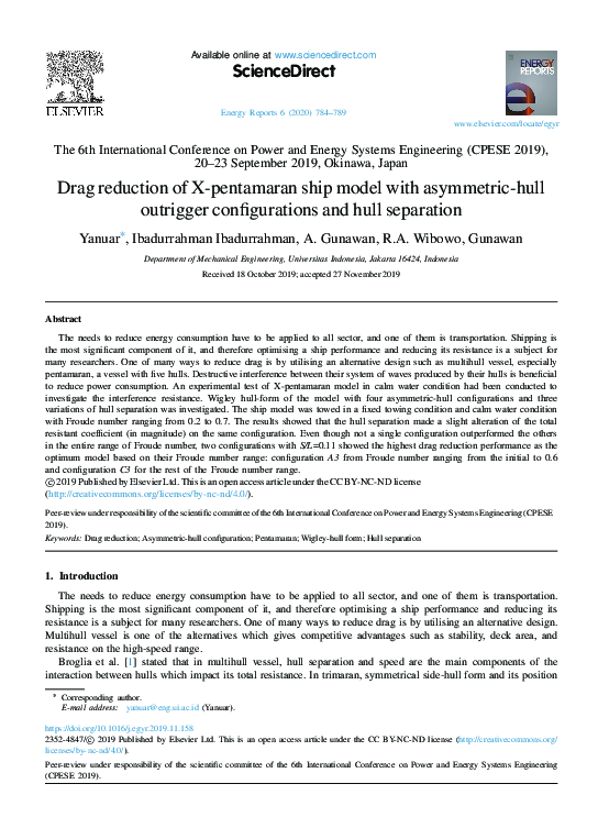 Pdf Drag Reduction Of X Pentamaran Ship Model With Asymmetric Hull Outrigger Configurations
