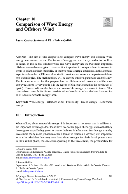 (PDF) Comparison of Wave Energy and Offshore Wind