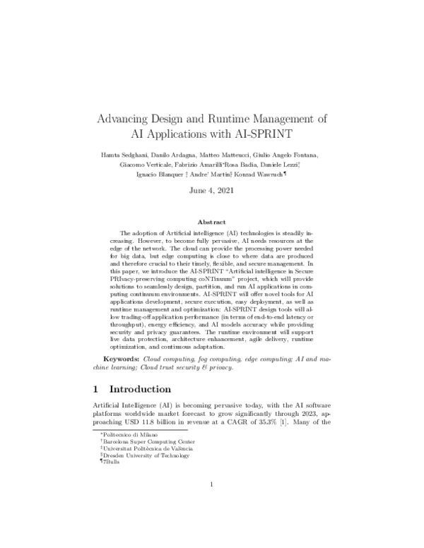 (PDF) Advancing Design and Runtime Management of AI Applications with ...