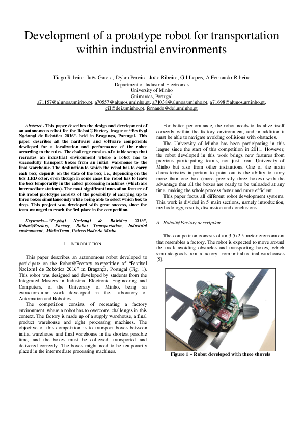 (PDF) Development of a prototype robot for transportation within ...