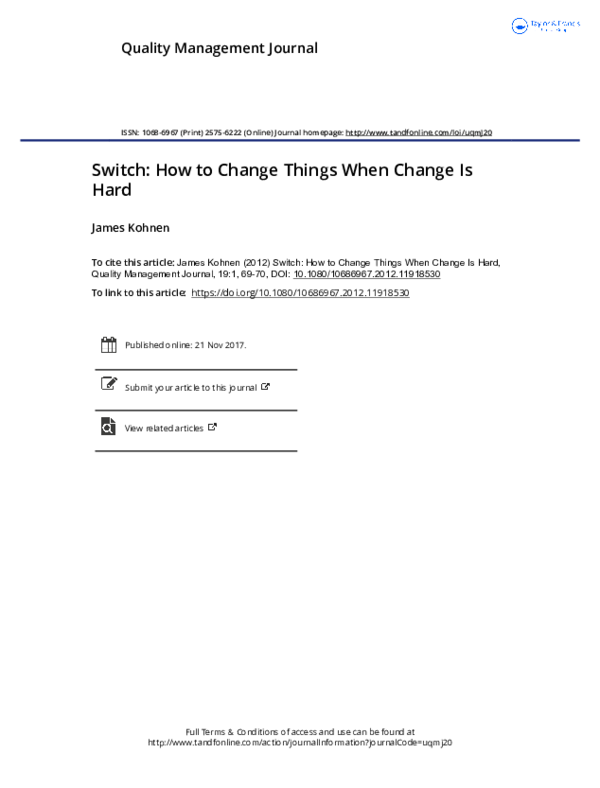 (PDF) Switch: How to Change Things When Change Is Hard