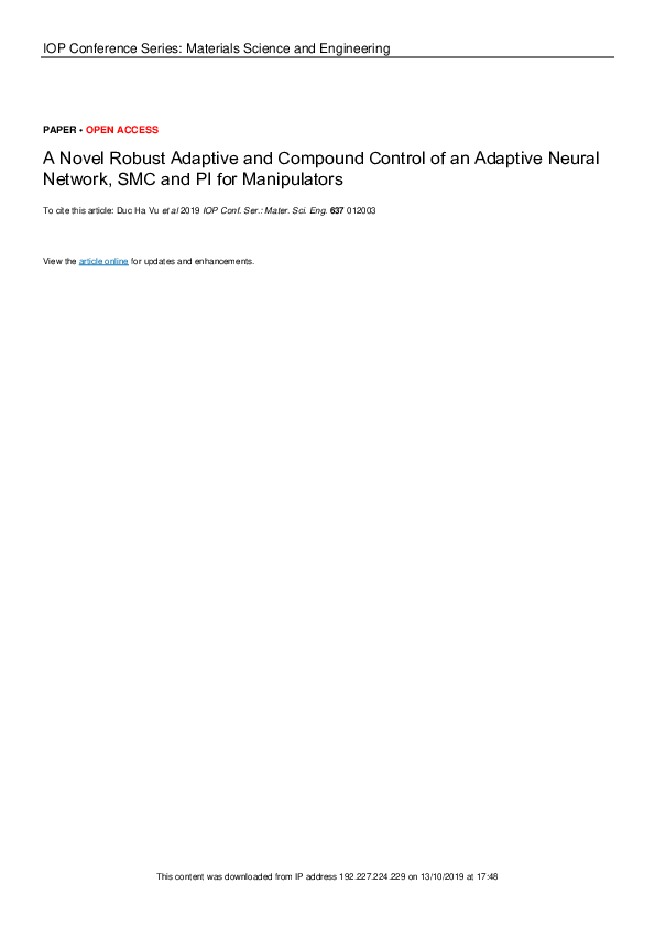 Pdf A Novel Robust Adaptive And Compound Control Of An Adaptive