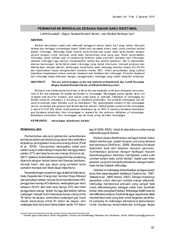 (PDF) The use of microalgae as the raw material of bioethanol