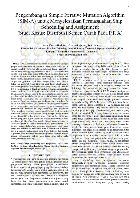 (PDF) Pengembangan Simple Iterative Mutationalgorithm (Sim-A) Untuk Menyelesaikanpermasalahan ...