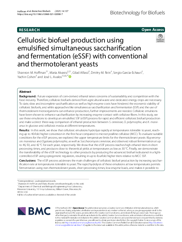 (PDF) Cellulosic biofuel production using emulsified simultaneous saccharification and ...