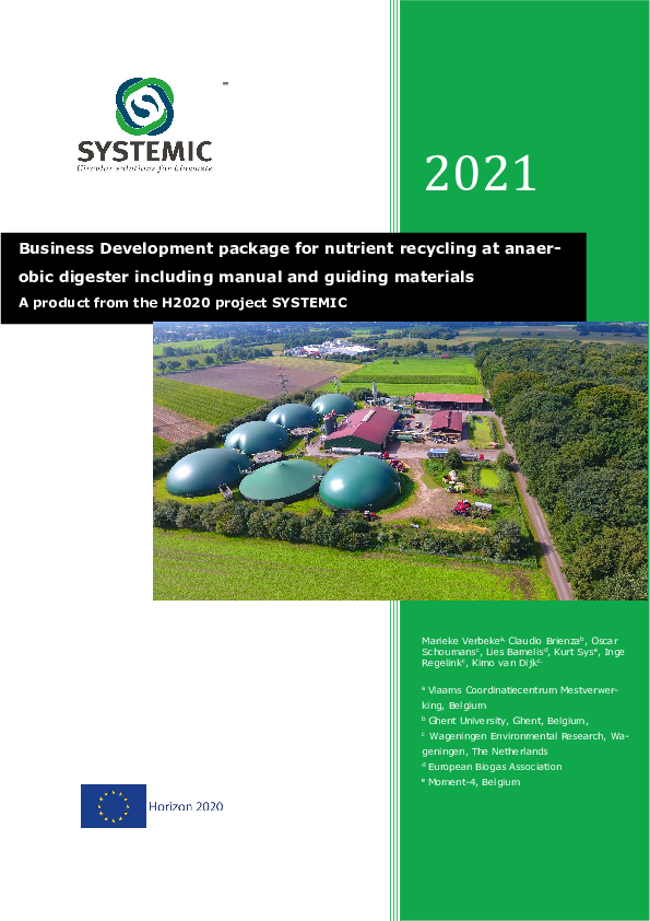 (PDF) Business Development package for nutrient recycling at anaerobic ...