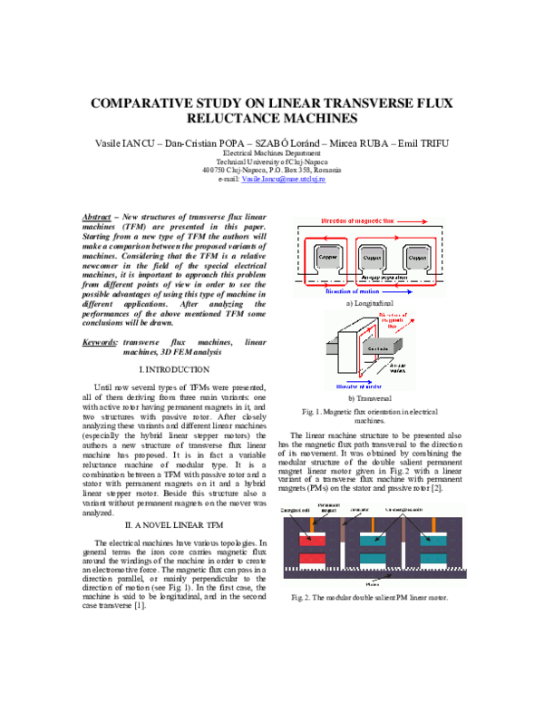 (PDF) Comparative Study on Linear Transverse Flux Reluctance Machines