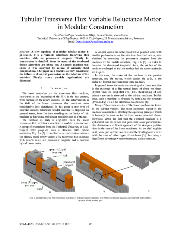 (PDF) Tubular transverse flux variable reluctance motor in modular ...
