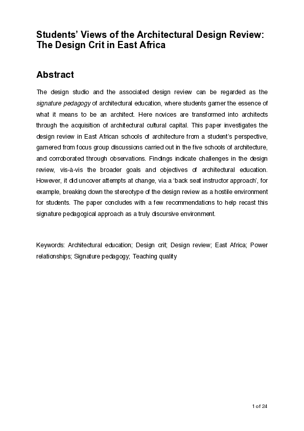 (PDF) Students’ views of the architectural design review: The design ...