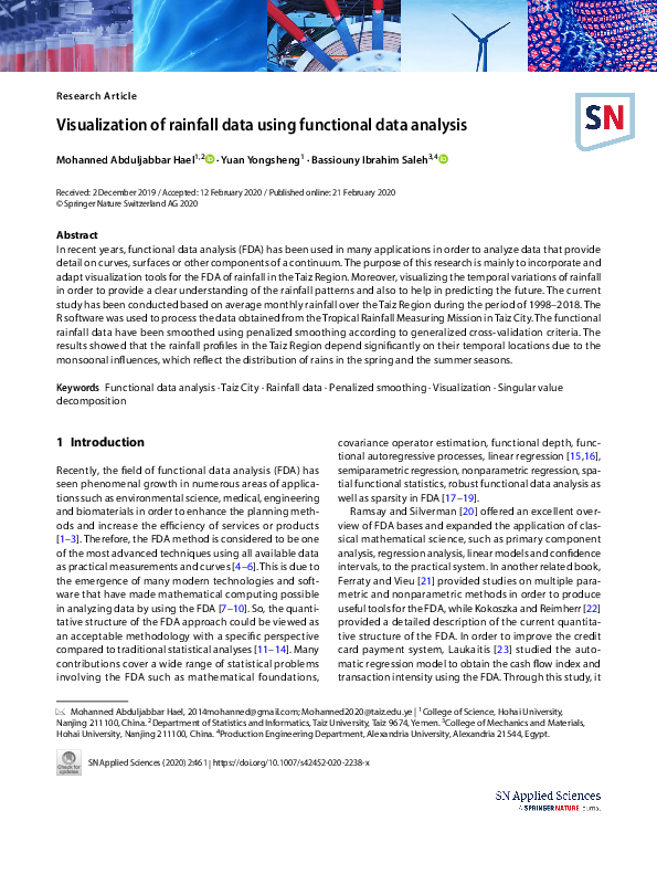 (PDF) Visualization of rainfall data using functional data analysis