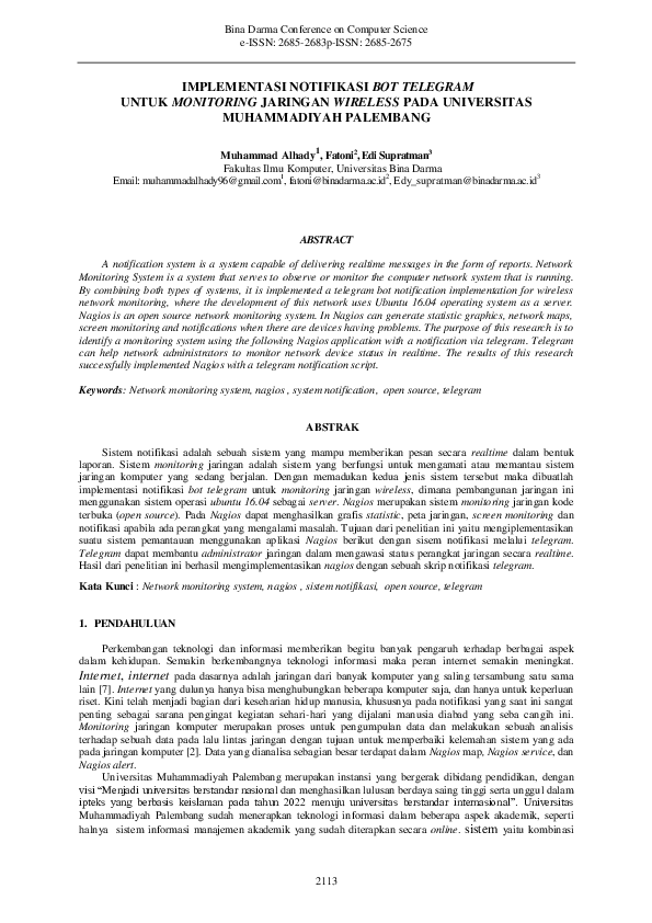 (PDF) Implementasi Notifikasi Bot Telegram Untuk Monitoring Jaringan ...