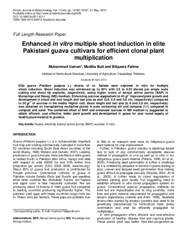 (PDF) Enhanced in vitro multiple shoot induction in elite Pakistani ...