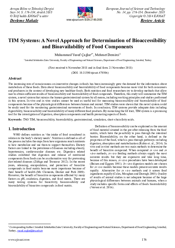 (PDF) TIM Systems: A Novel Approach for Determination of Bioaccessibility and Bioavailability of ...