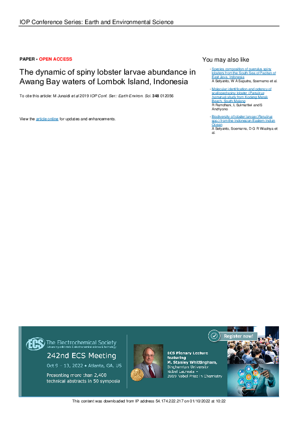 (PDF) The dynamic of spiny lobster larvae abundance in Awang Bay waters ...