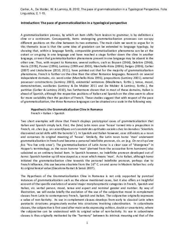 (PDF) Introduction: The pace of grammaticalization in a typological perspective