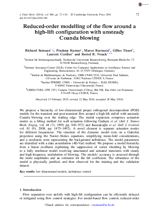 (PDF) Reduced-order modelling of the flow around a high-lift ...