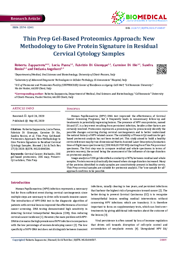 (PDF) Thin Prep Gel-Based Proteomics Approach: New Methodology to Give Protein Signature in ...