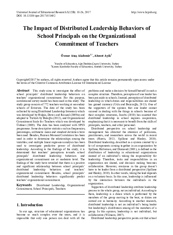 (PDF) The Impact of Distributed Leadership Behaviors of School ...
