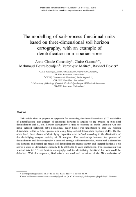 (PDF) The modelling of soil-process functional units based on three ...