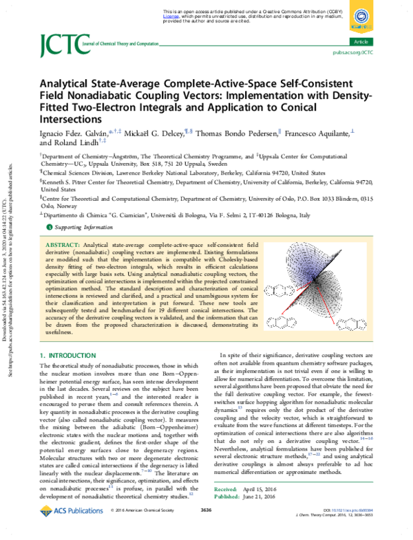 (PDF) Analytical State-Average Complete-Active-Space Self-Consistent Field Nonadiabatic Coupling ...