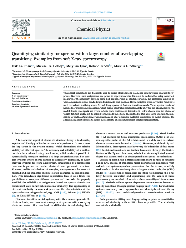 (PDF) Quantifying similarity for spectra with a large number of overlapping transitions ...
