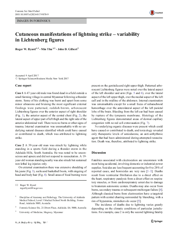 (PDF) Cutaneous manifestations of lightning strike - variability in ...