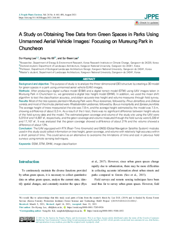(PDF) A Study on Obtaining Tree Data from Green Spaces in Parks Using Unmanned Aerial Vehicle ...