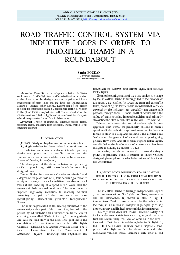 Pdf Road Traffic Control System Via Inductive Loops In Order To Prioritize Trams In A