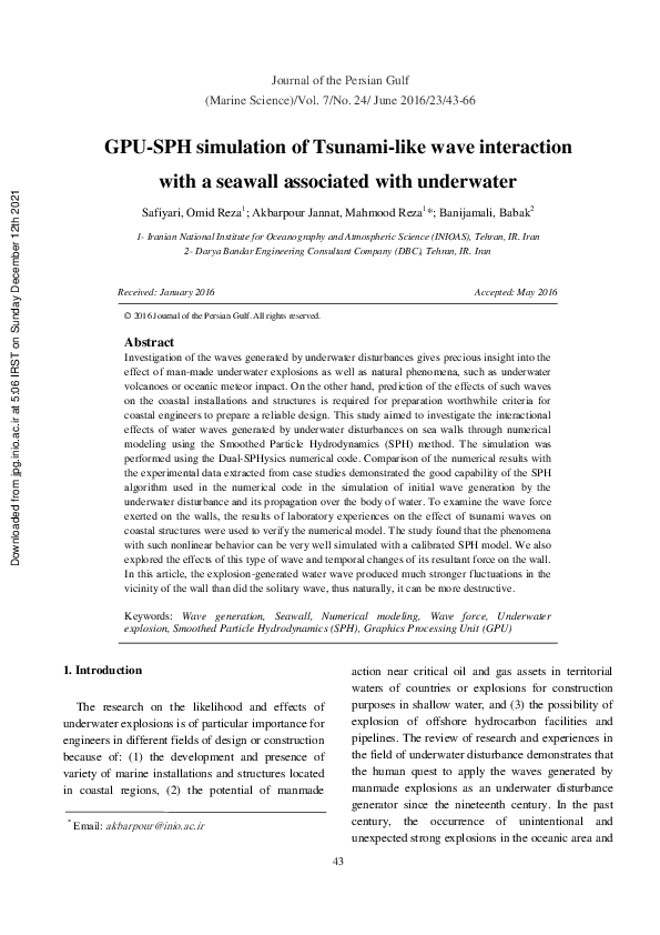 (PDF) GPU-SPH simulation of Tsunami-like wave interaction with a seawall associated with underwater