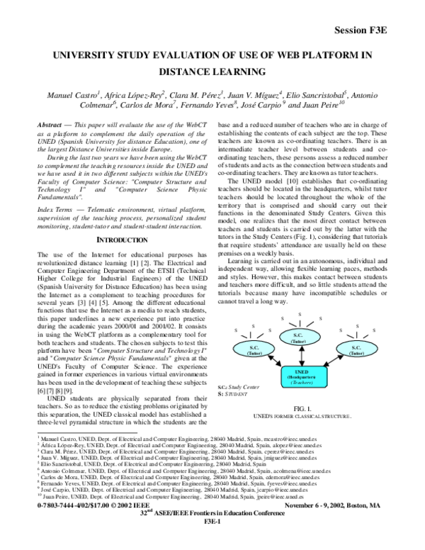 (PDF) University study evaluation of use of web platform in distance learning
