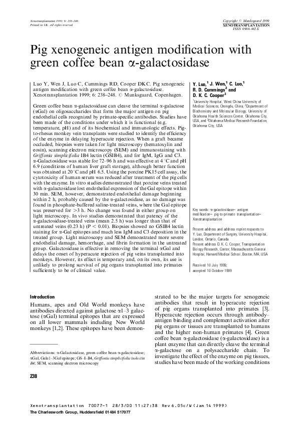 (PDF) Pig xenogeneic antigen modification with green coffee bean α ...